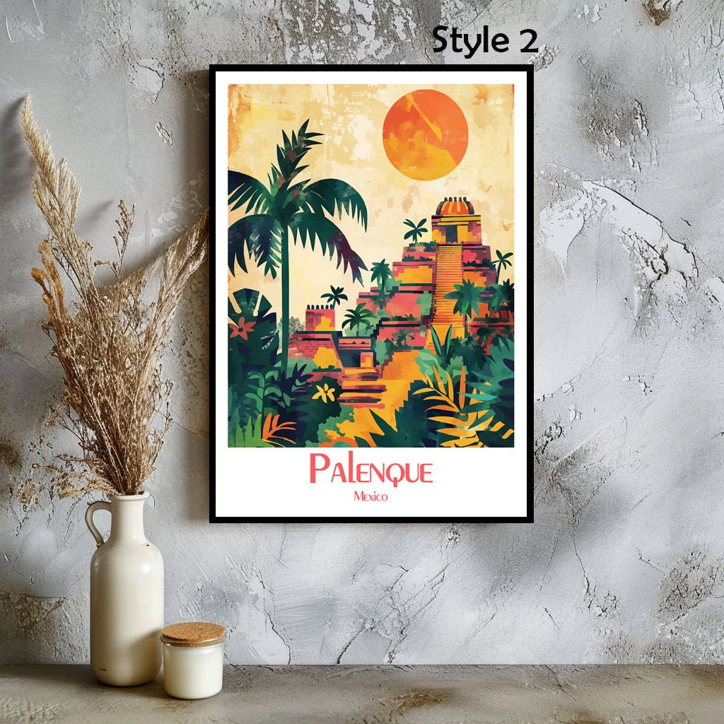 Palenque Mexico Travel Poster Print Wall Mexico Palenque Poster Wall ...