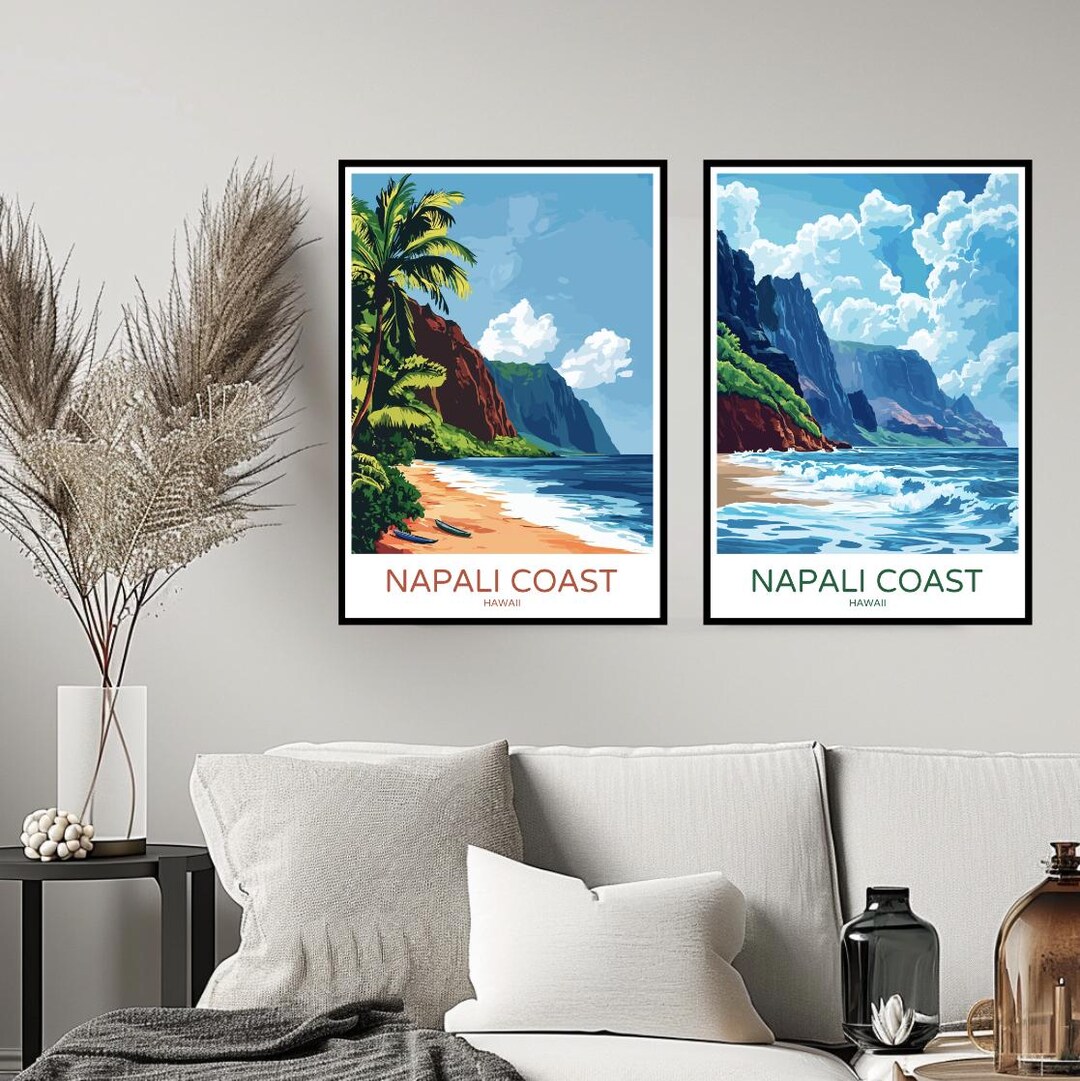 Napali Coast Hawaii Poster Travel Print Nā Pali Coast State Park Wall ...