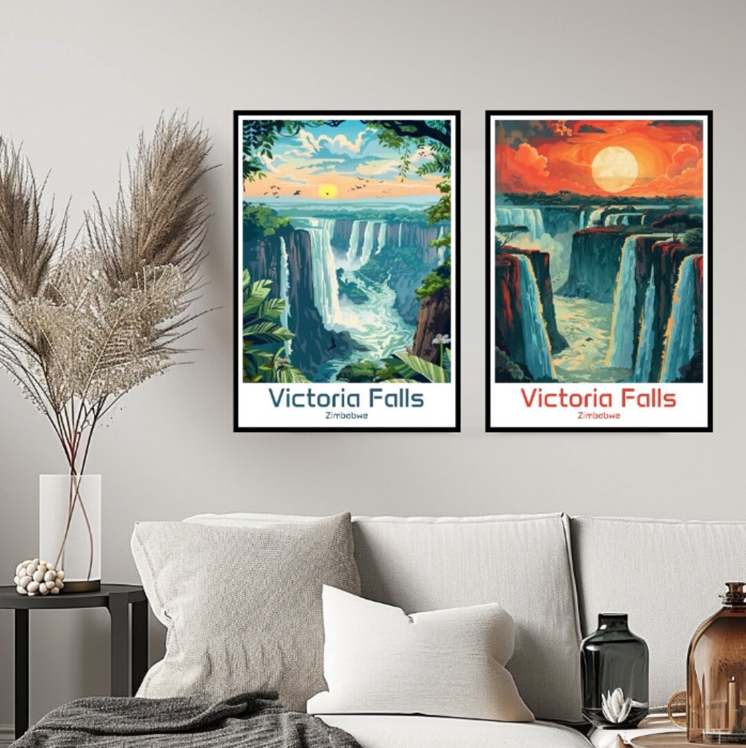 Victoria Falls Zimbabwe Poster Travel Print Wall Zimbabwe Victoria ...