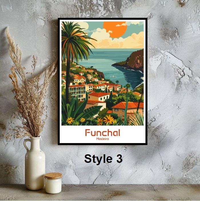 Funchal Madeira Poster Travel Print Wall Madeira Funchal Poster Wall ...