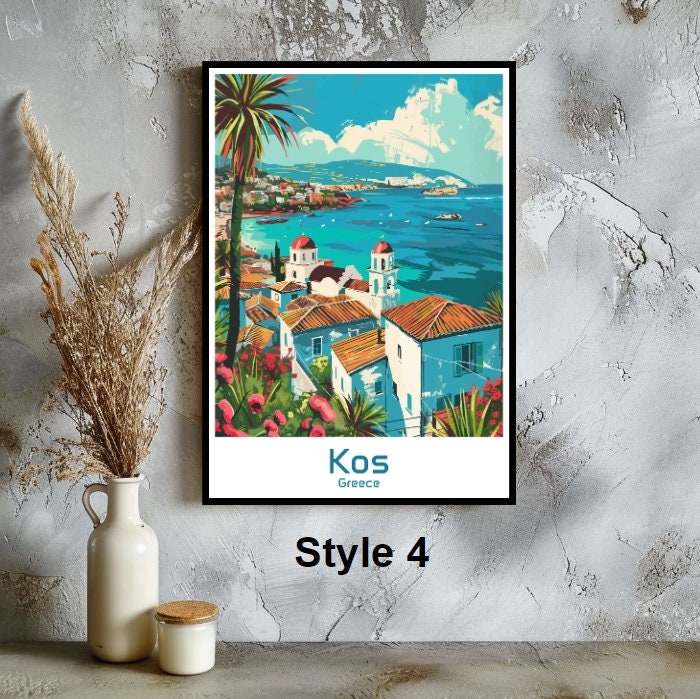 Kos Greece Poster Travel Print Wall Greece Kos Poster Wall Home Decor ...