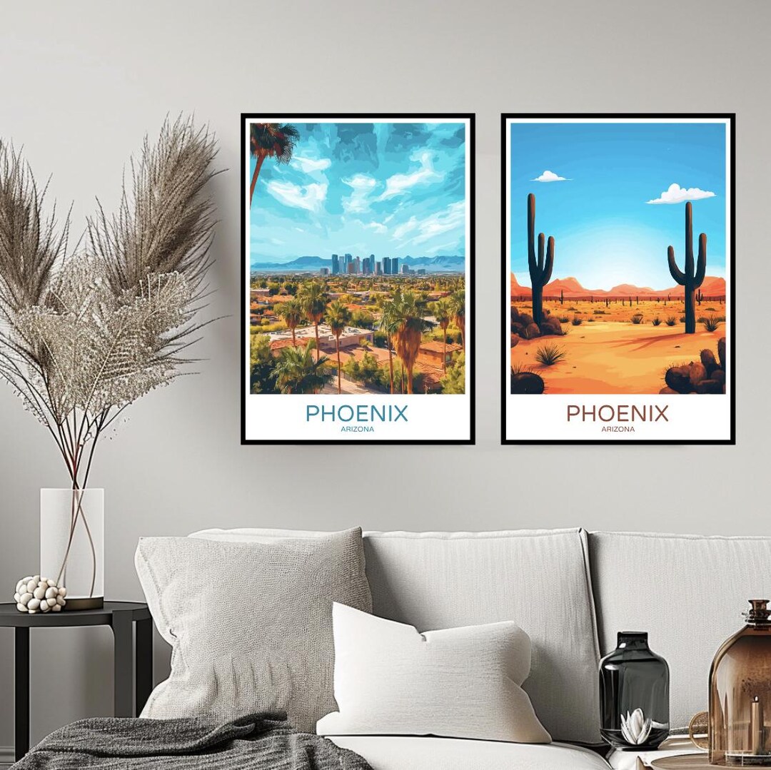 Phoenix Arizona Poster Travel Print Phoenix Salt River Valley Wall Home ...
