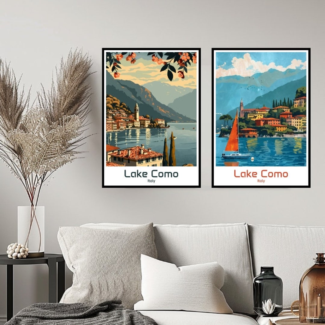 Lake Como Italy Poster Travel Print Wall Italy Lake Como Poster Wall ...