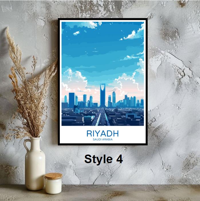 Riyadh Skyline Saudi Arabia Poster Travel Print Al Olaya District Wall ...