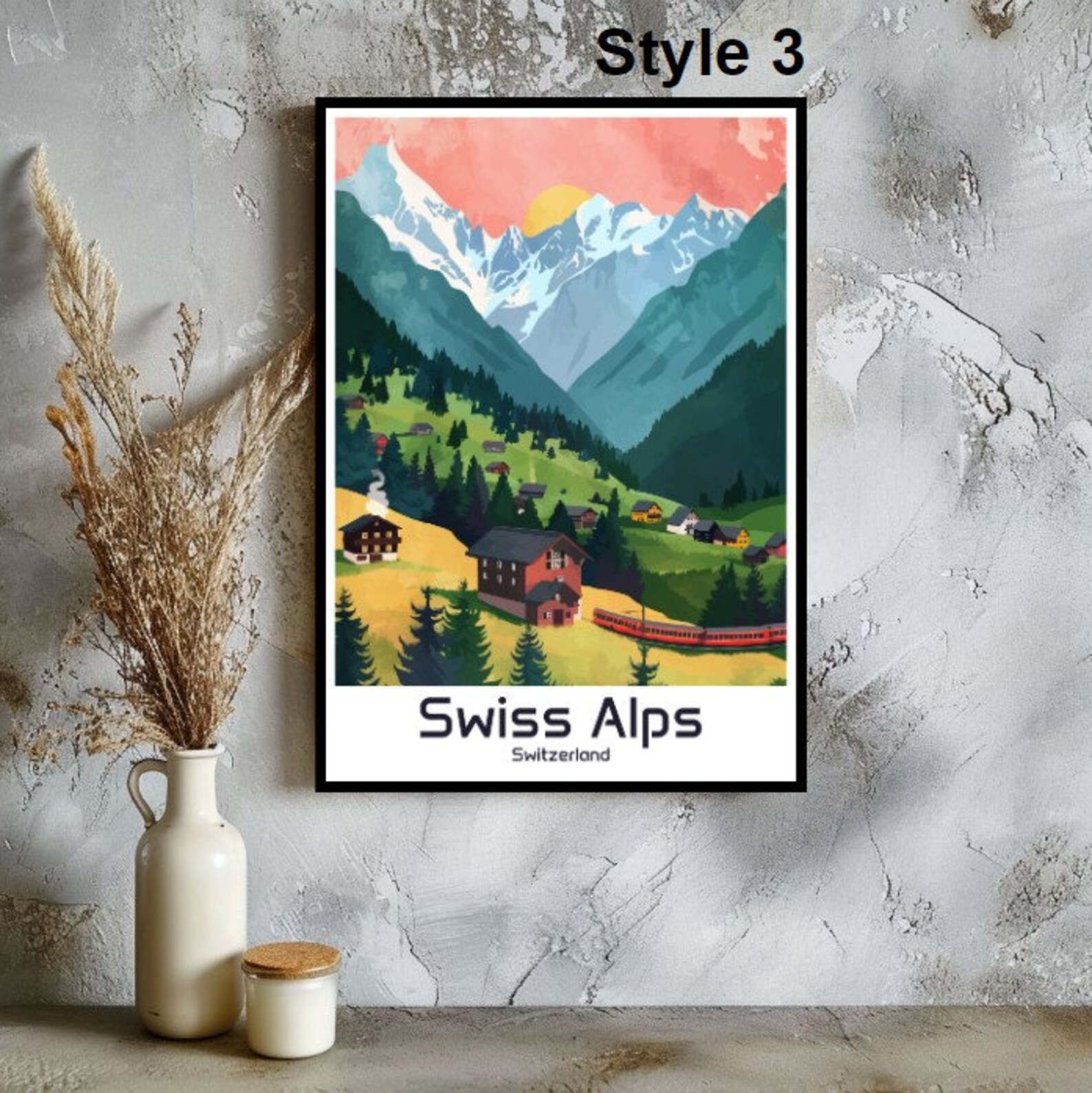 Swiss Alps Switzerland Poster Travel Print Wall Switzerland Alps Poster ...