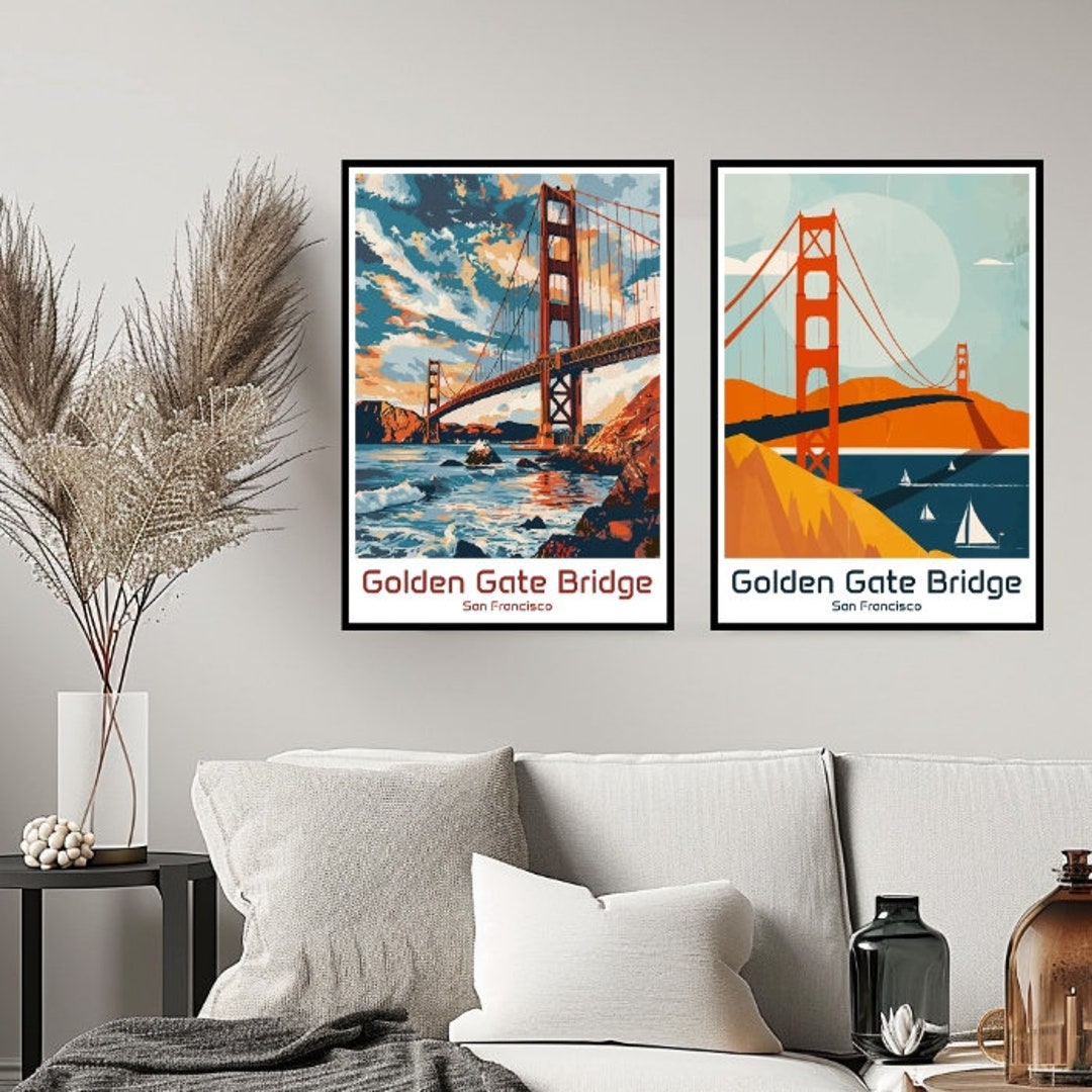 Golden Gate Bridge San Francisco Poster Travel Print Wall Art Golden ...