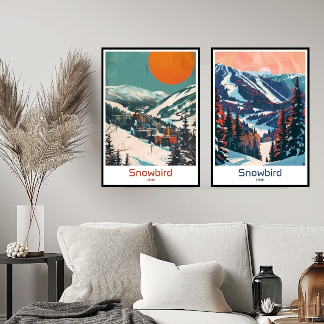 Snowbird Utah Poster Travel Print Snowbird Ski Resort Mountains Wall ...