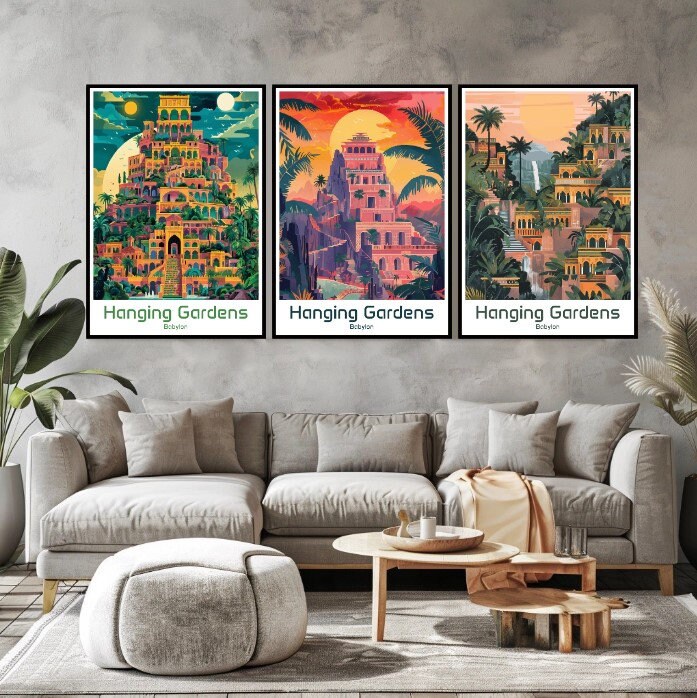 Hanging Gardens of Babylon Poster Travel Print Wall Hanging Gardens ...