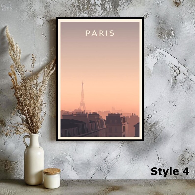 Paris France Travel Poster – Minimalist Wall Art With Paris Eiffel ...