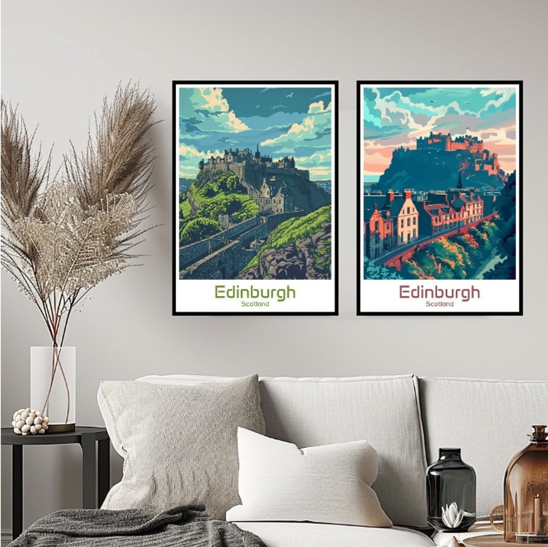 Edinburgh Scotland Poster Travel Print Wall Edinburgh Castle Poster ...