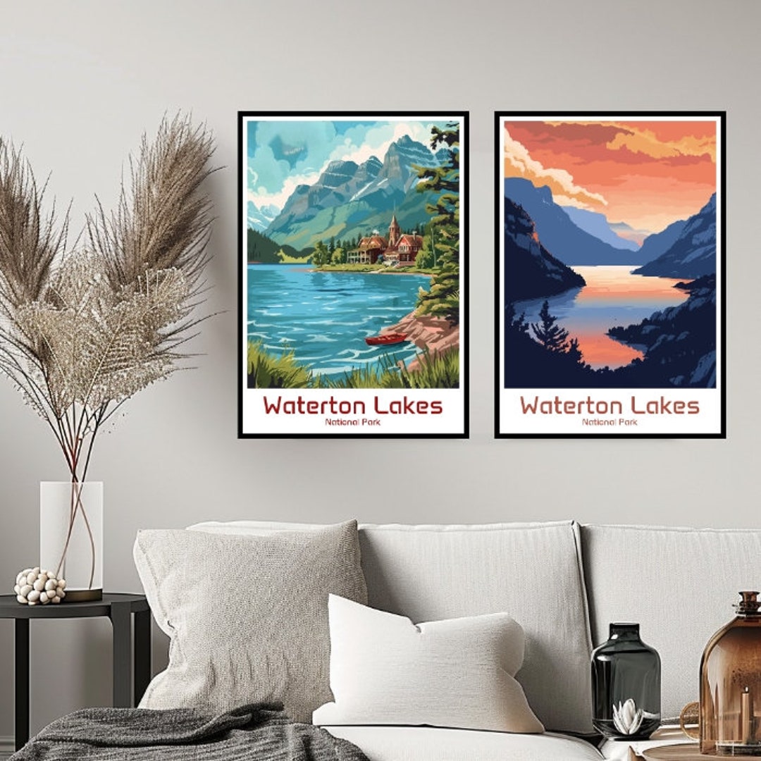 Waterton Lakes National Park Poster Travel Print Canada Waterton Lakes ...