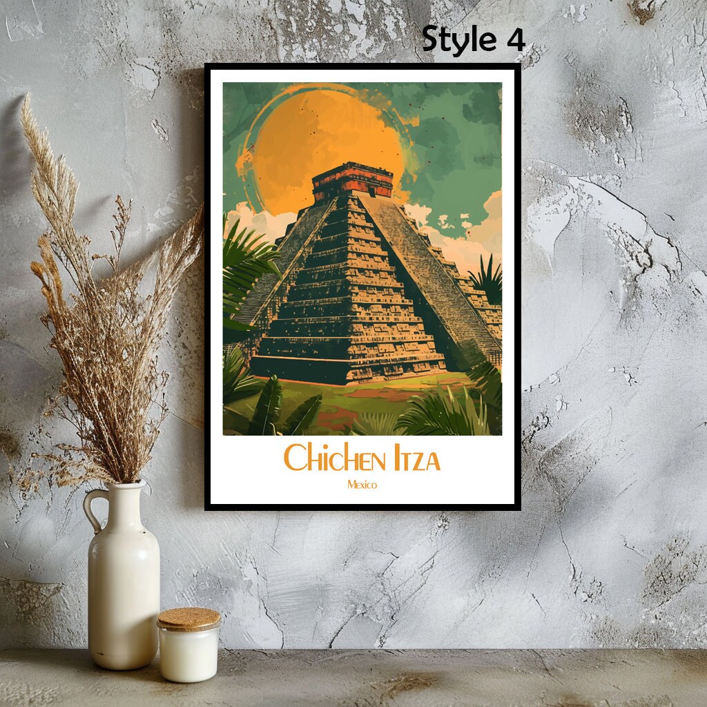Chichen Itza Mexico Travel Poster Print Wall Mexico Chichen Itza Poster ...