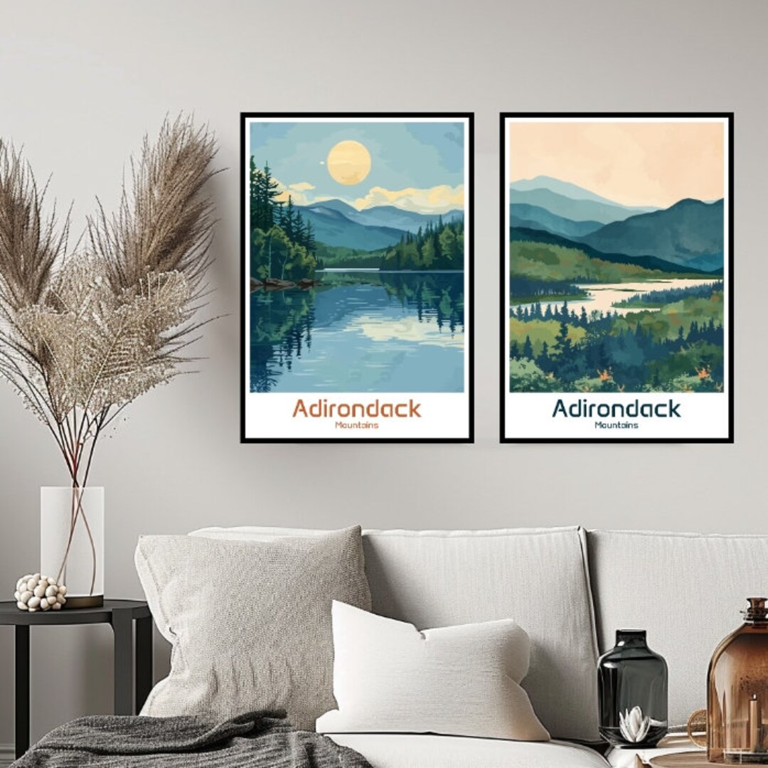 Adirondack Mountains Poster Travel Print Adirondack Mountains Park Wall ...