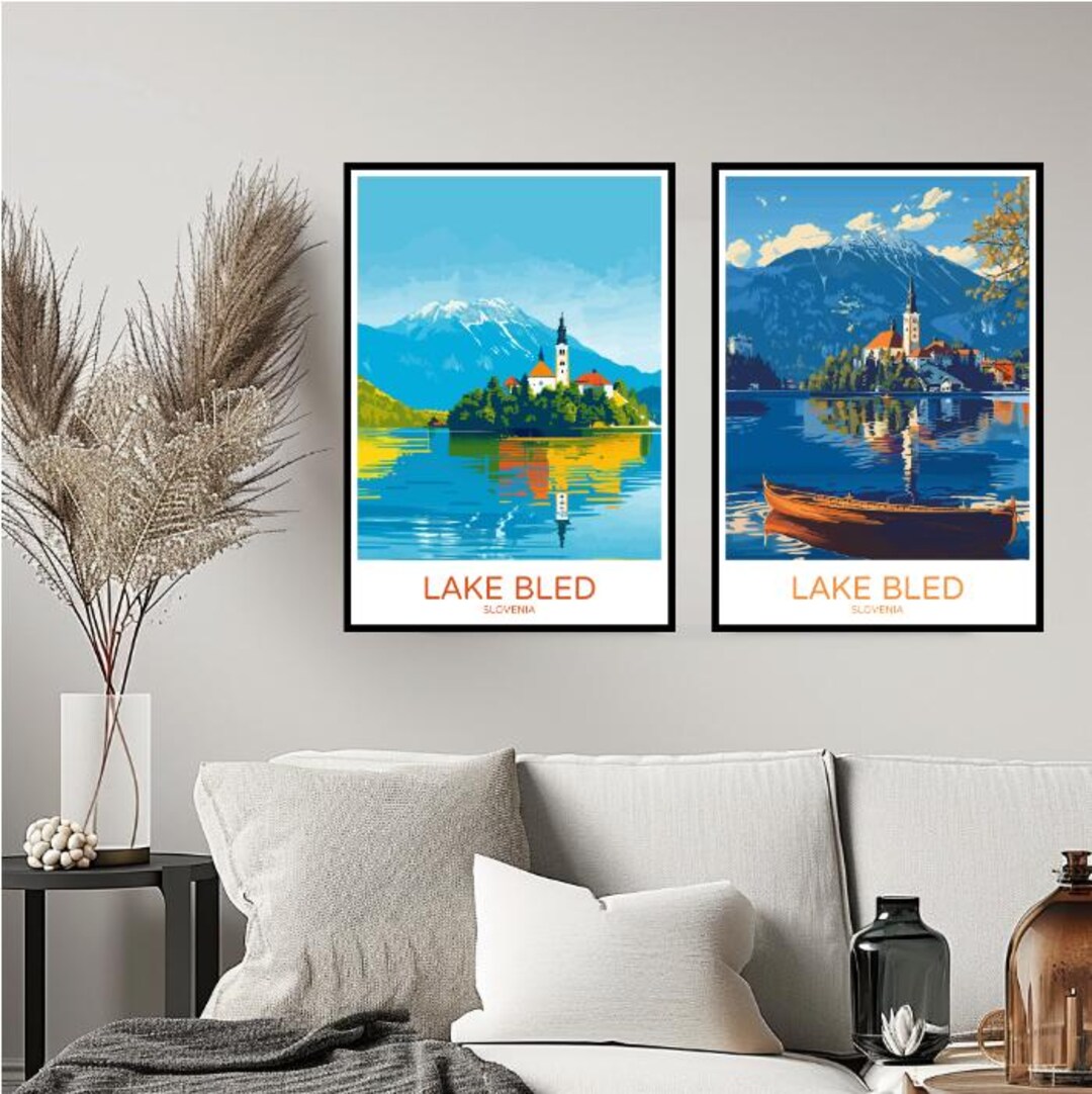 Lake Bled Slovenia Poster Travel Print Lake Bled Julian Alps Ljubljana ...