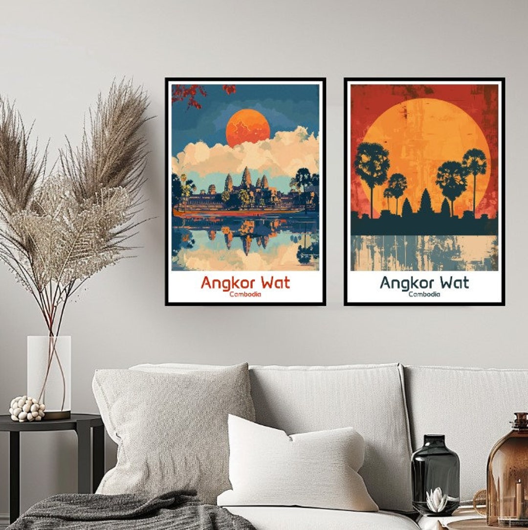 Angkor Wat Cambodia Poster Travel Print Wall Cambodia Angkor Wat Poster ...