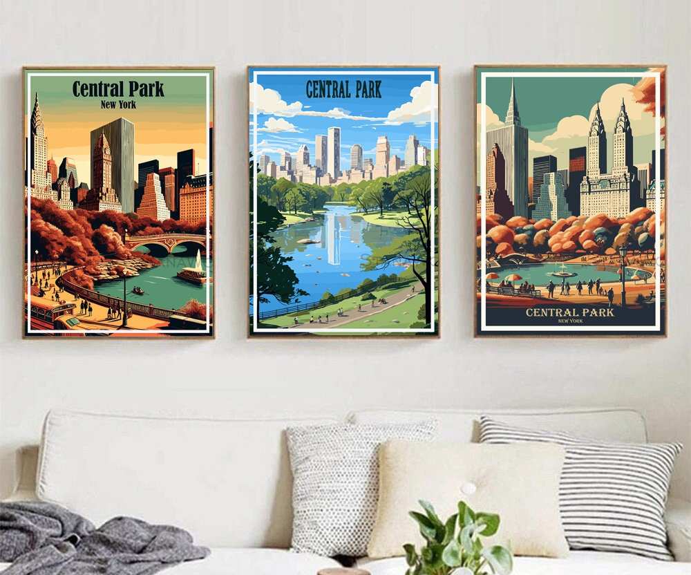 New York Central Park Unites States Travel Poster Print Wall Art ...