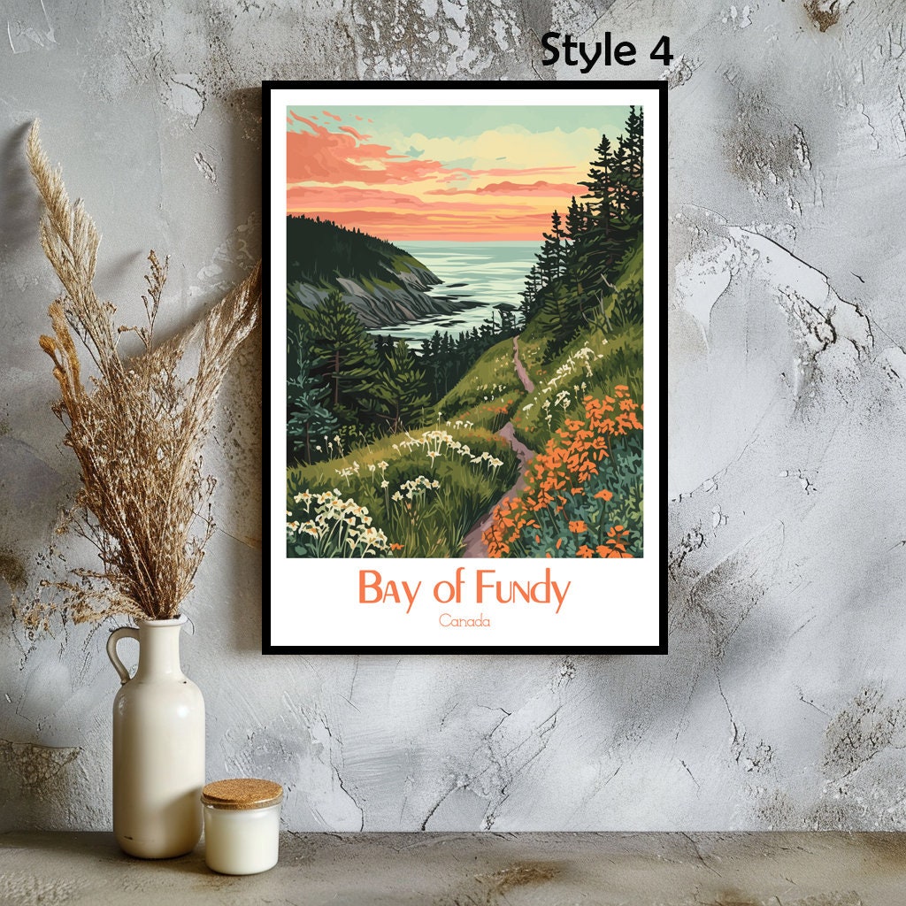 Bay of Fundy Canada Travel Poster Print Wall Bay of Fundy Poster Wall ...
