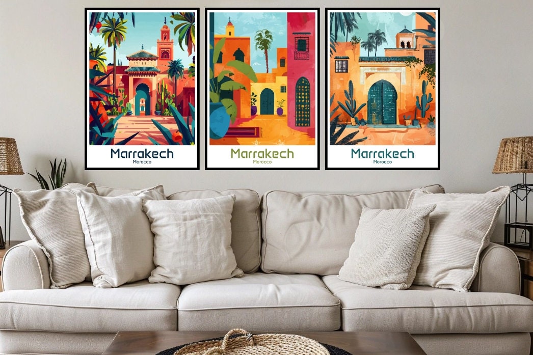 Marrakech Morocco Poster Travel Print Wall Morocco Marrakech Poster ...