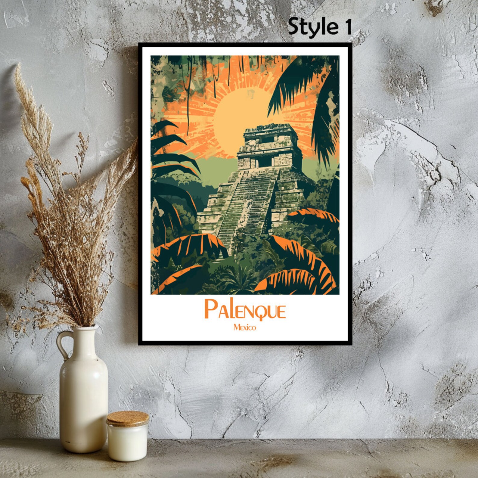 Palenque Mexico Travel Poster Print Wall Mexico Palenque Poster Wall ...
