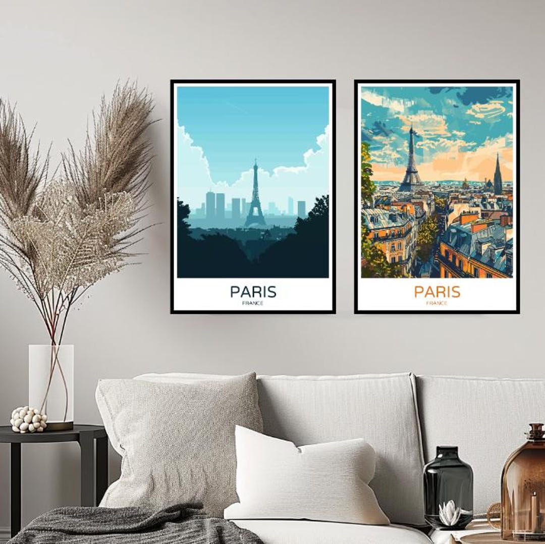 Paris Skyline France Poster Travel Print Paris Eiffel Tower Wall Home ...