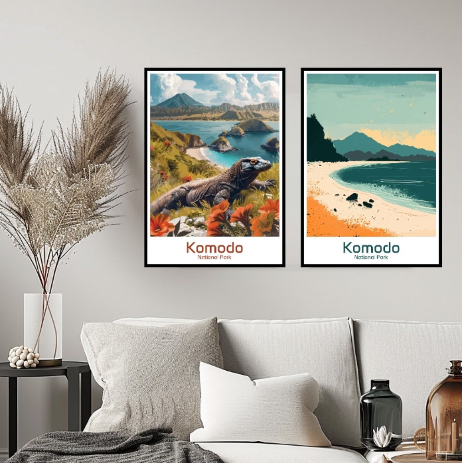 Komodo National Park Poster Travel Print Indonesia Komodo Park Wall Art ...