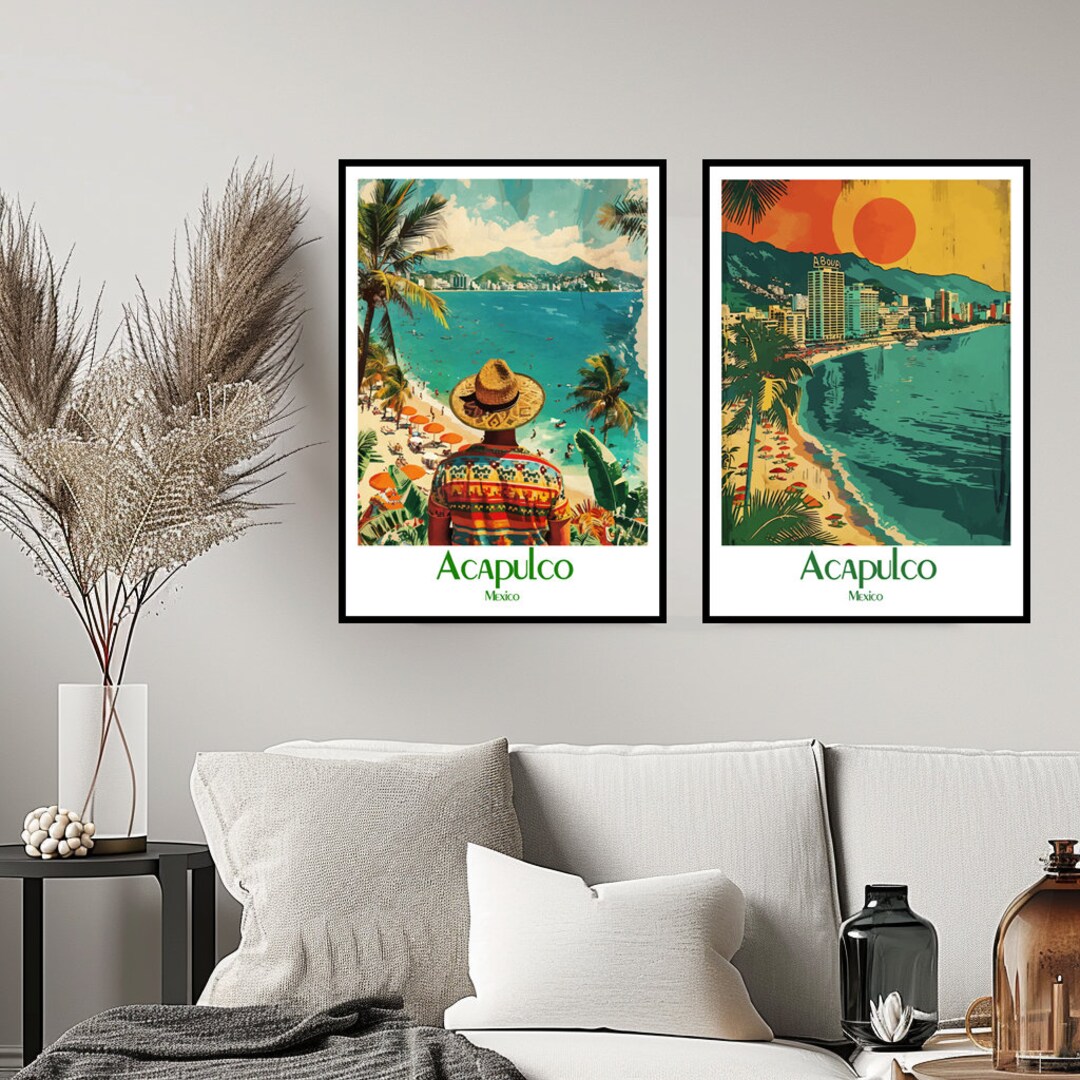 Acapulco De Juárez Mexico Travel Poster Print Wall Mexico Acapulco ...