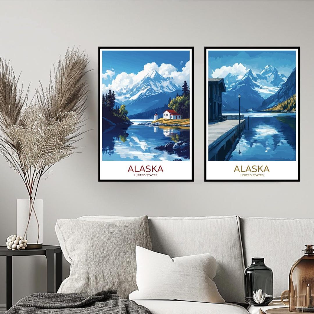 Alaska United States Wall Poster Digital Print Alaska Nature Mountains ...