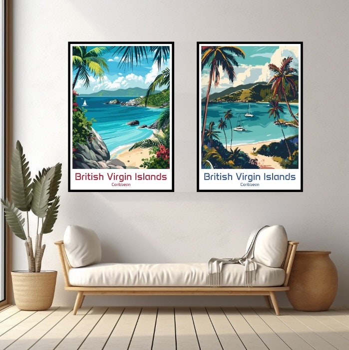 British Virgin Islands Poster Travel Print Wall Poster Caribbean ...