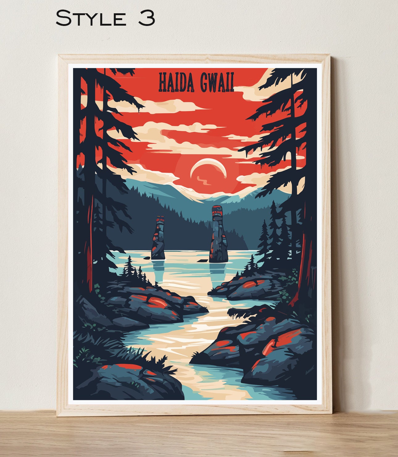 Haida Gwaii Canada Travel Poster Print Wall Art British Columbia Poster ...