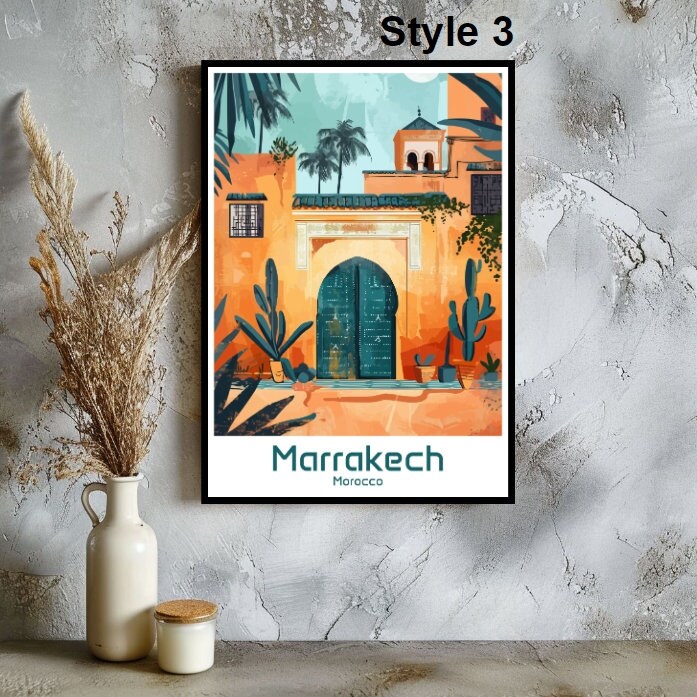 Marrakech Morocco Poster Travel Print Wall Morocco Marrakech Poster ...