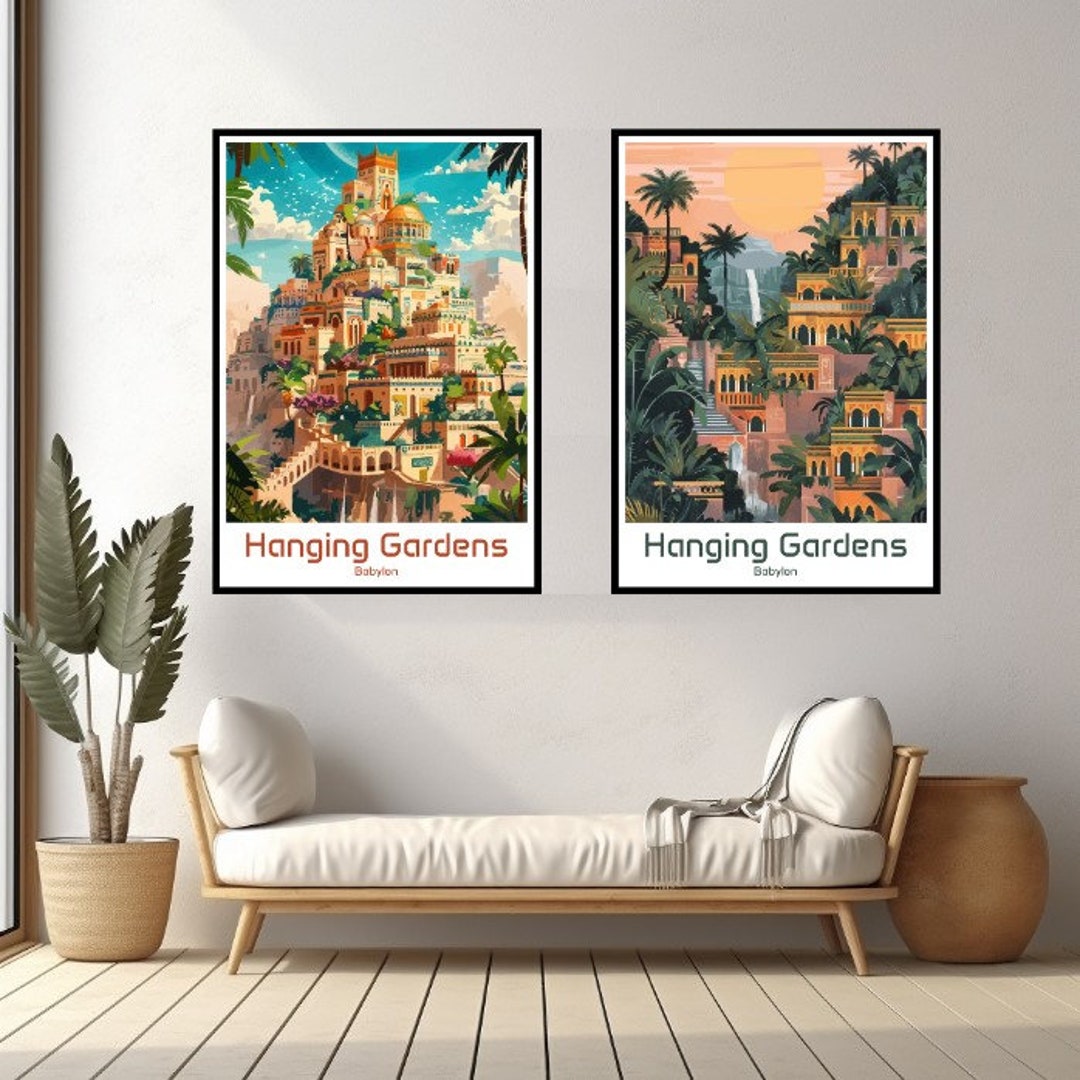 Hanging Gardens of Babylon Poster Travel Print Wall Hanging Gardens ...