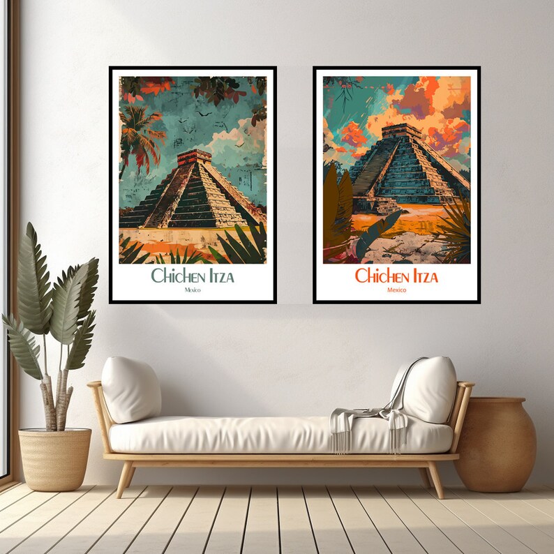Chichen Itza Mexico Travel Poster Print Wall Mexico Chichen Itza Poster ...