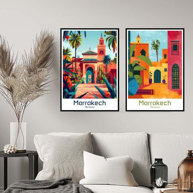 Marrakech Morocco Poster Travel Print Wall Morocco Marrakech Poster ...
