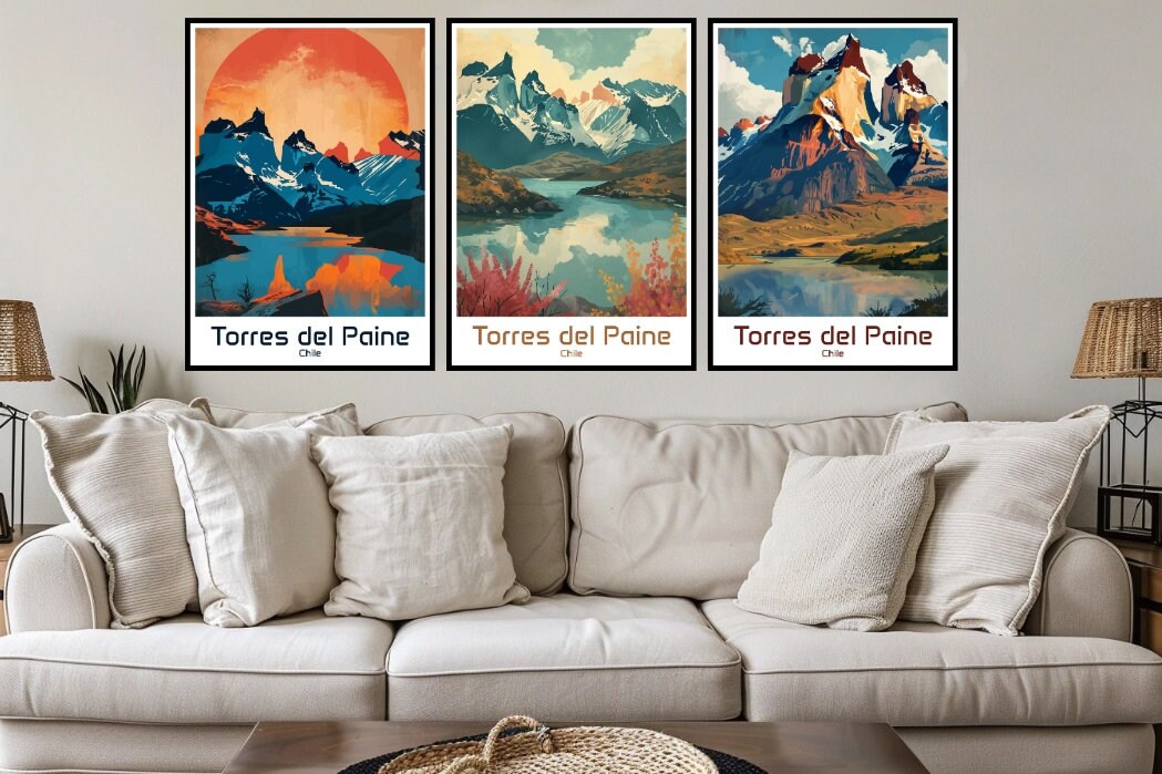 Torres Del Paine Chile Poster Travel Print Wall Chile Torres Del Paine ...