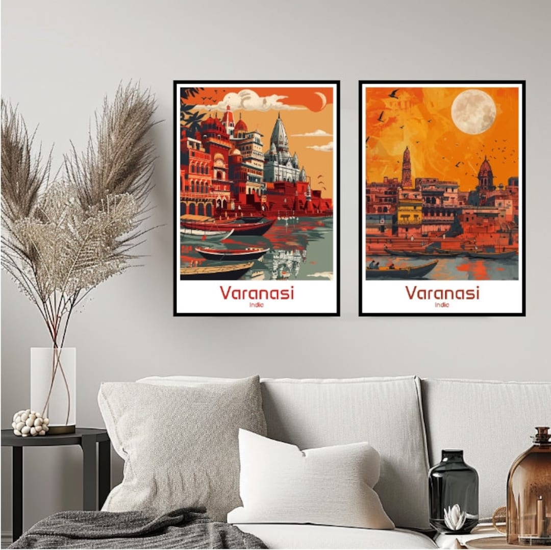 Varanasi India Poster Travel Print Wall India Varanasi Poster Wall Art ...