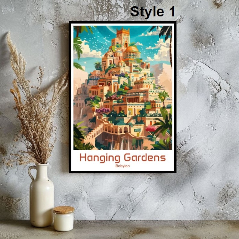 Hanging Gardens of Babylon Poster Travel Print Wall Hanging Gardens ...