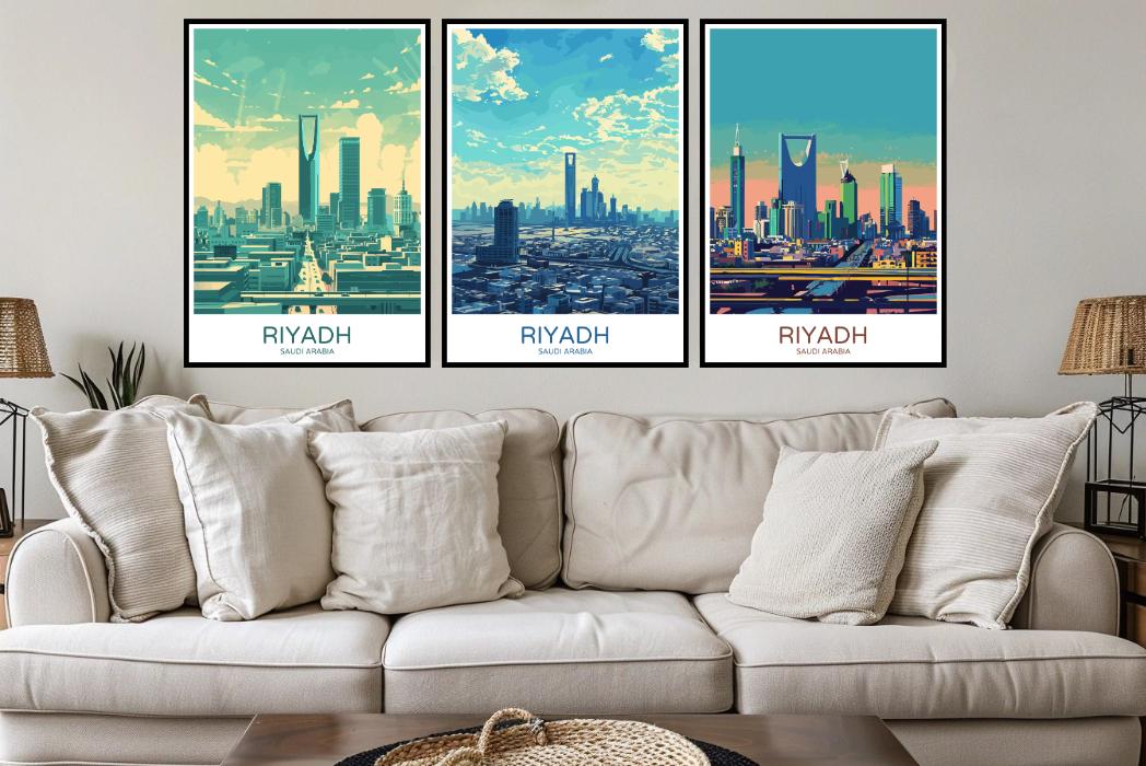 Riyadh Skyline Saudi Arabia Poster Travel Print Al Olaya District Wall ...