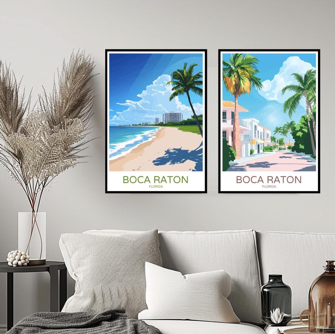 Boca Raton Florida Poster Travel Print Boca Raton Palm Beach Country ...