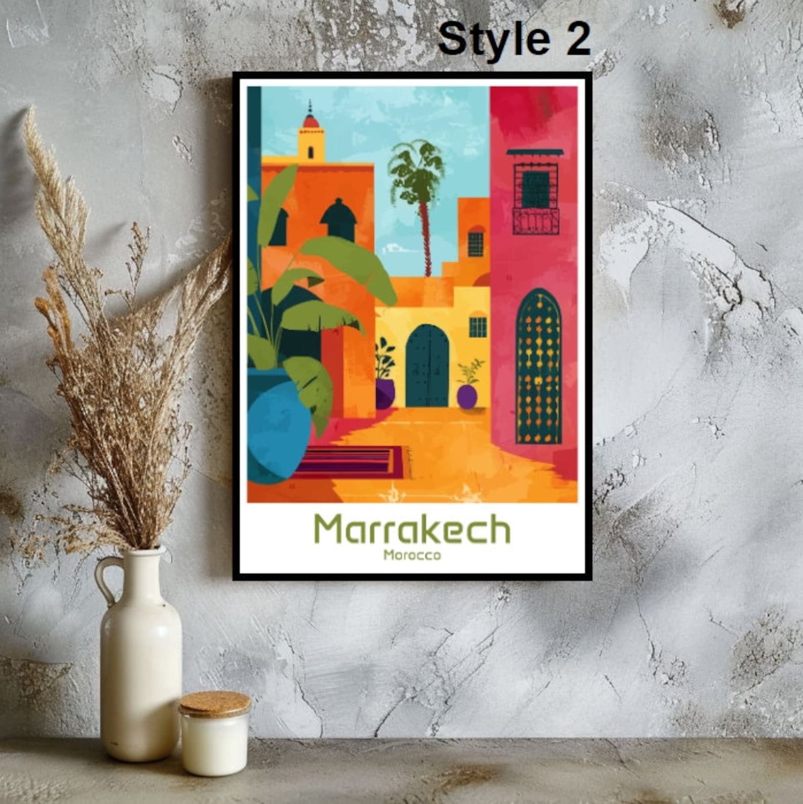 Marrakech Morocco Poster Travel Print Wall Morocco Marrakech Poster ...