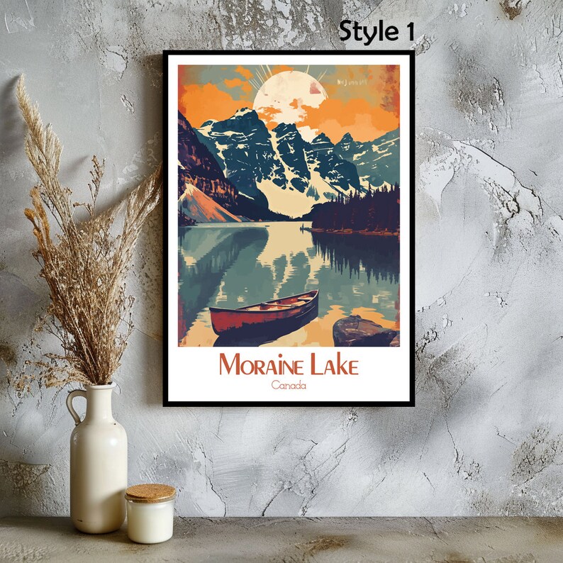 Moraine Lake Canada Travel Poster Print Wall Banff National Park Poster Wall Poster Home Decor ...