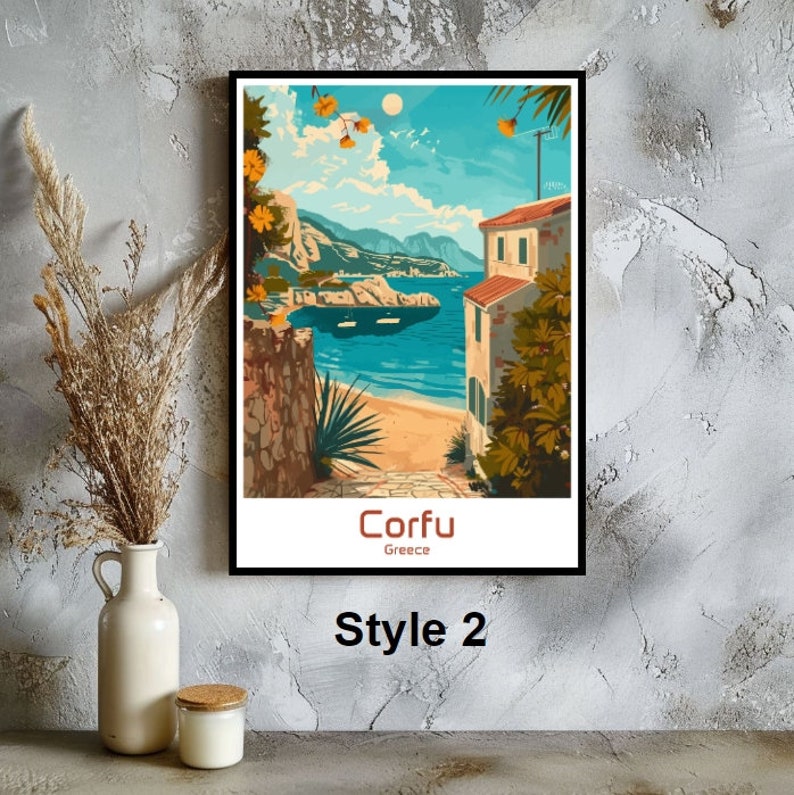Corfu Greece Poster Travel Print Corfu Greece Sea Beach Wall Art Home ...