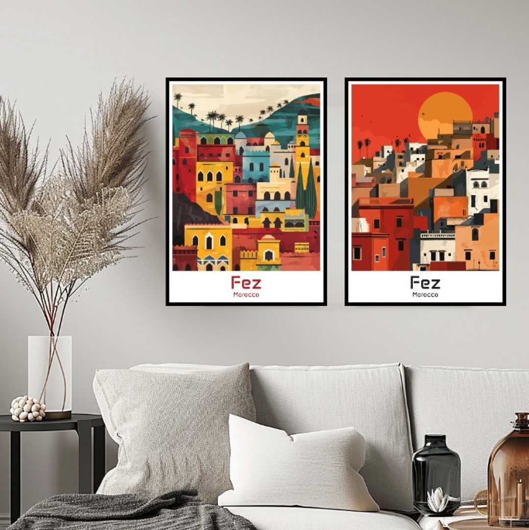 Fez Morocco Poster Travel Print Wall Morocco Fez Poster Wall Art Home ...