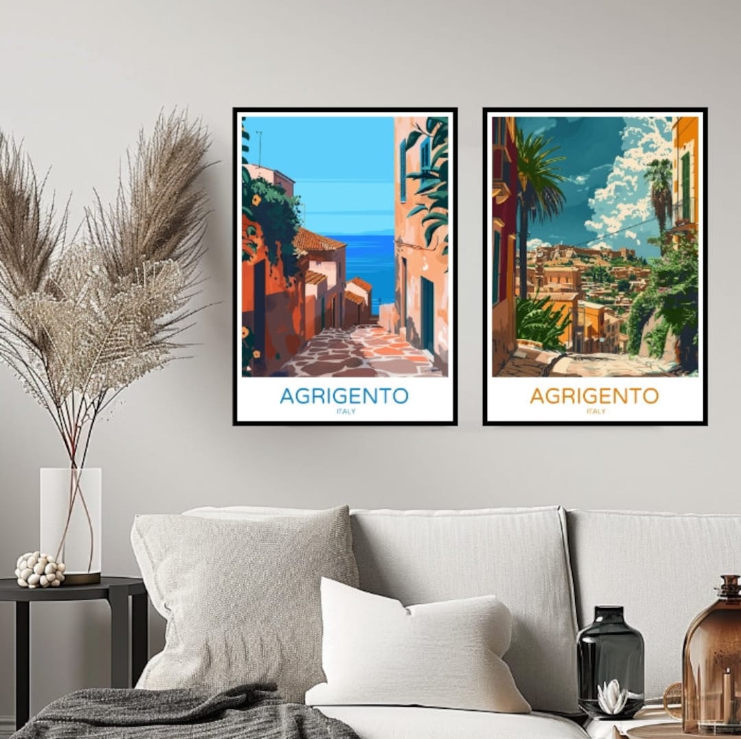 Agrigento Italy Poster Travel Print Agrigento Sicily Akragas Wall Home ...