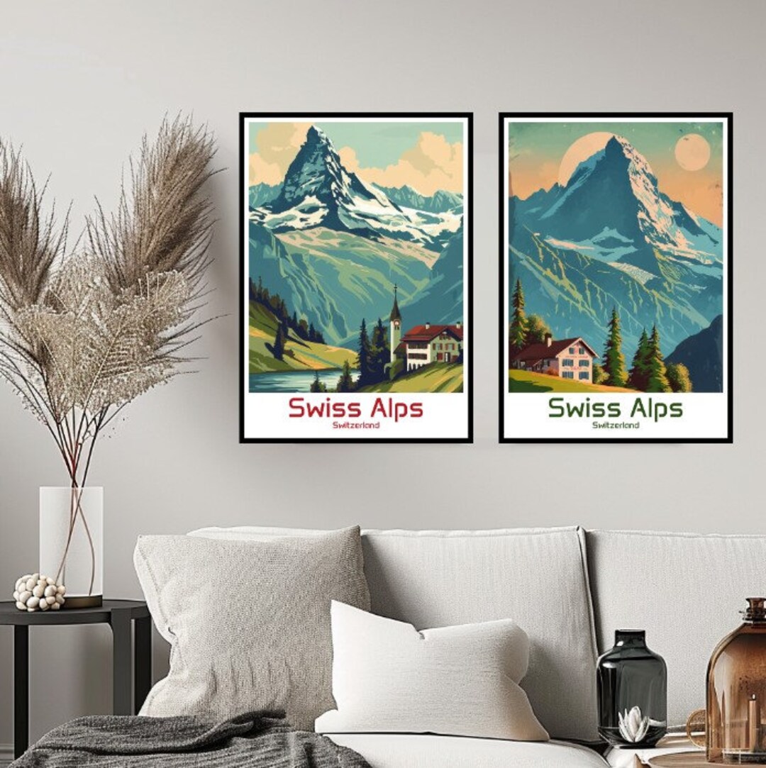 Swiss Alps Switzerland Poster Travel Print Wall Switzerland Alps Poster ...