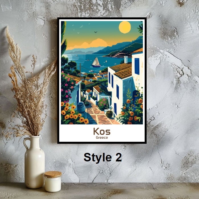 Kos Greece Poster Travel Print Wall Greece Kos Poster Wall Home Decor ...