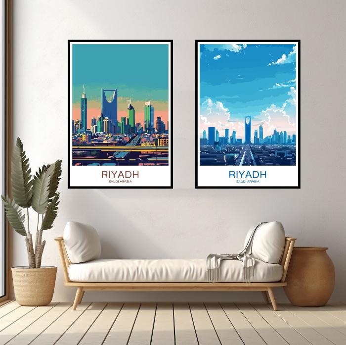 Riyadh Skyline Saudi Arabia Poster Travel Print Al Olaya District Wall ...