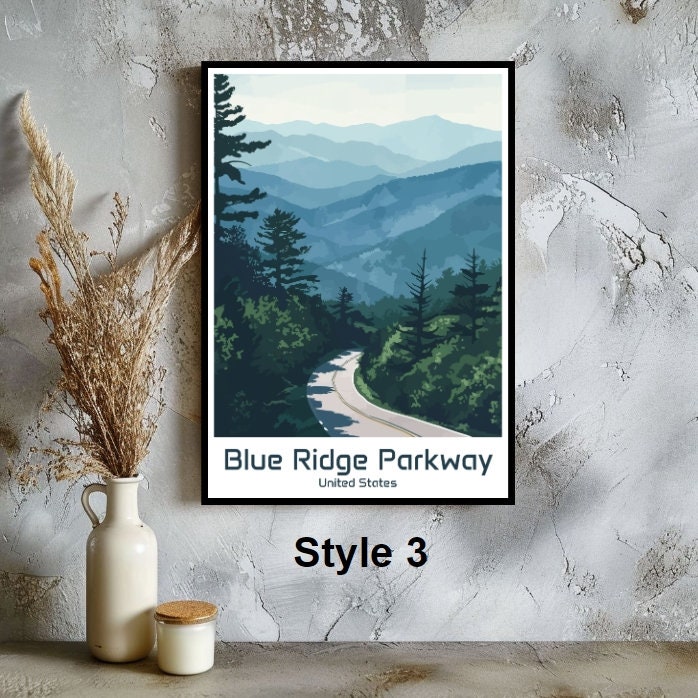 Blue Ridge Parkway Poster Travel Print Blue Ridge Parkway Wall Art Home ...