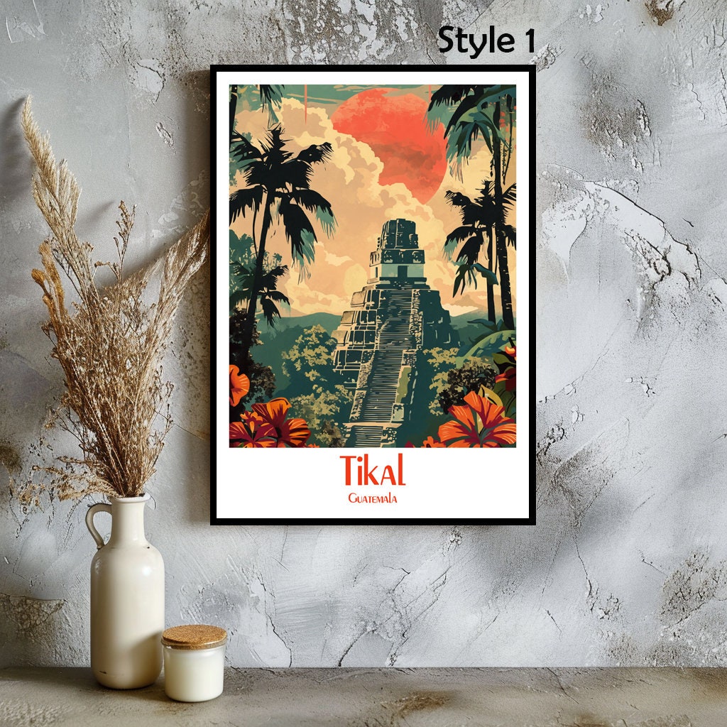 Tikal National Park Guatemala Travel Poster Print Wall Guatemala Tikal ...