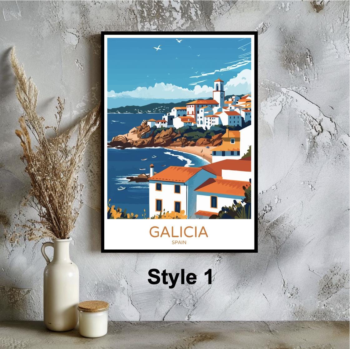 Galicia Spain Poster Travel Print Galicia Iberian Santiago De ...