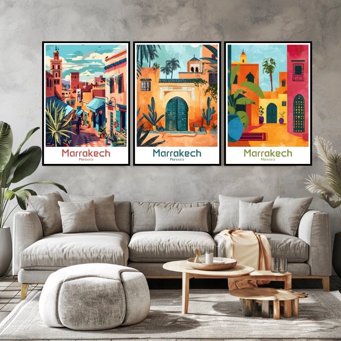 Marrakech Morocco Poster Travel Print Wall Morocco Marrakech Poster ...